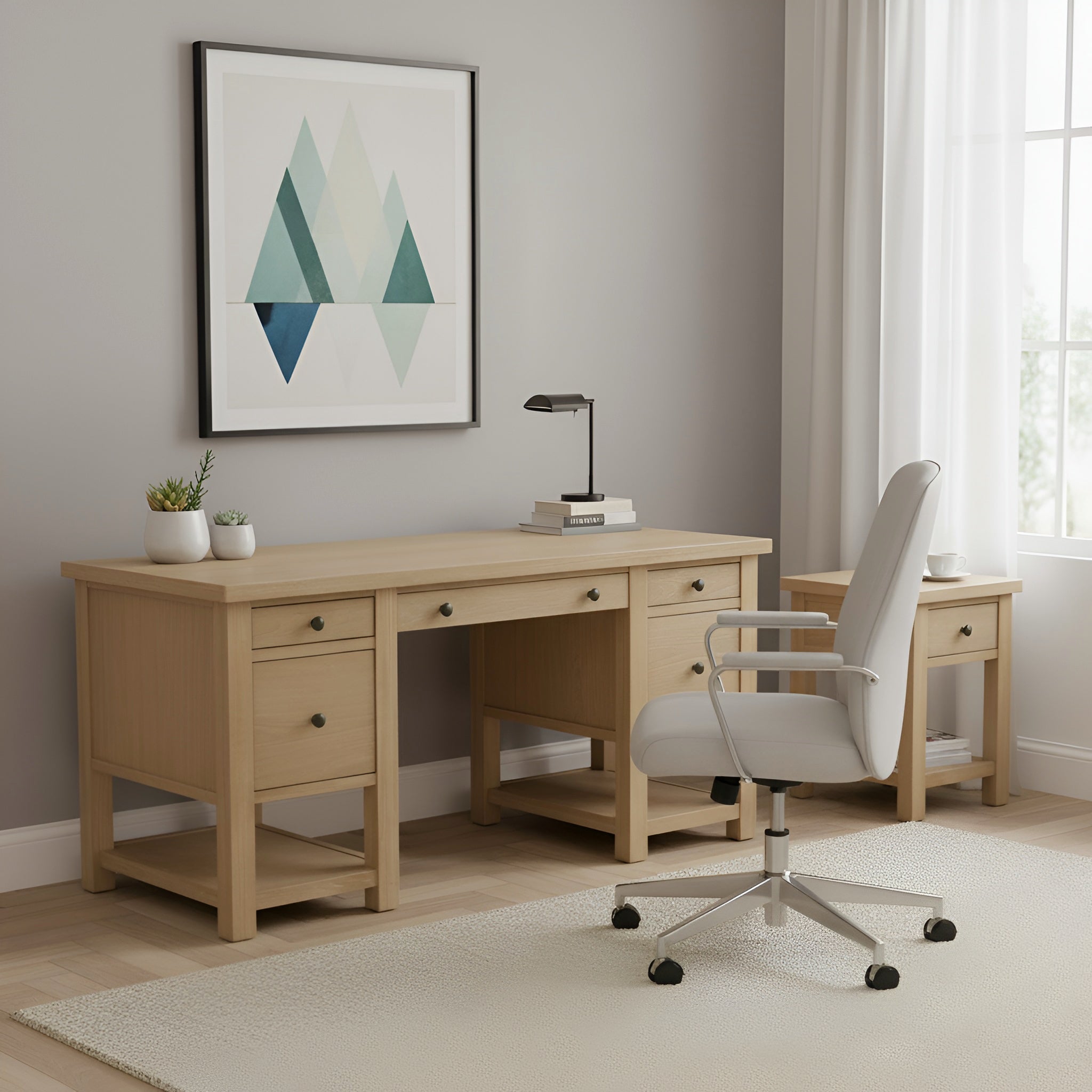 Emilia Modern Farmhouse Desk | Rubberwood & Oak | Alpine – Alpine Furniture