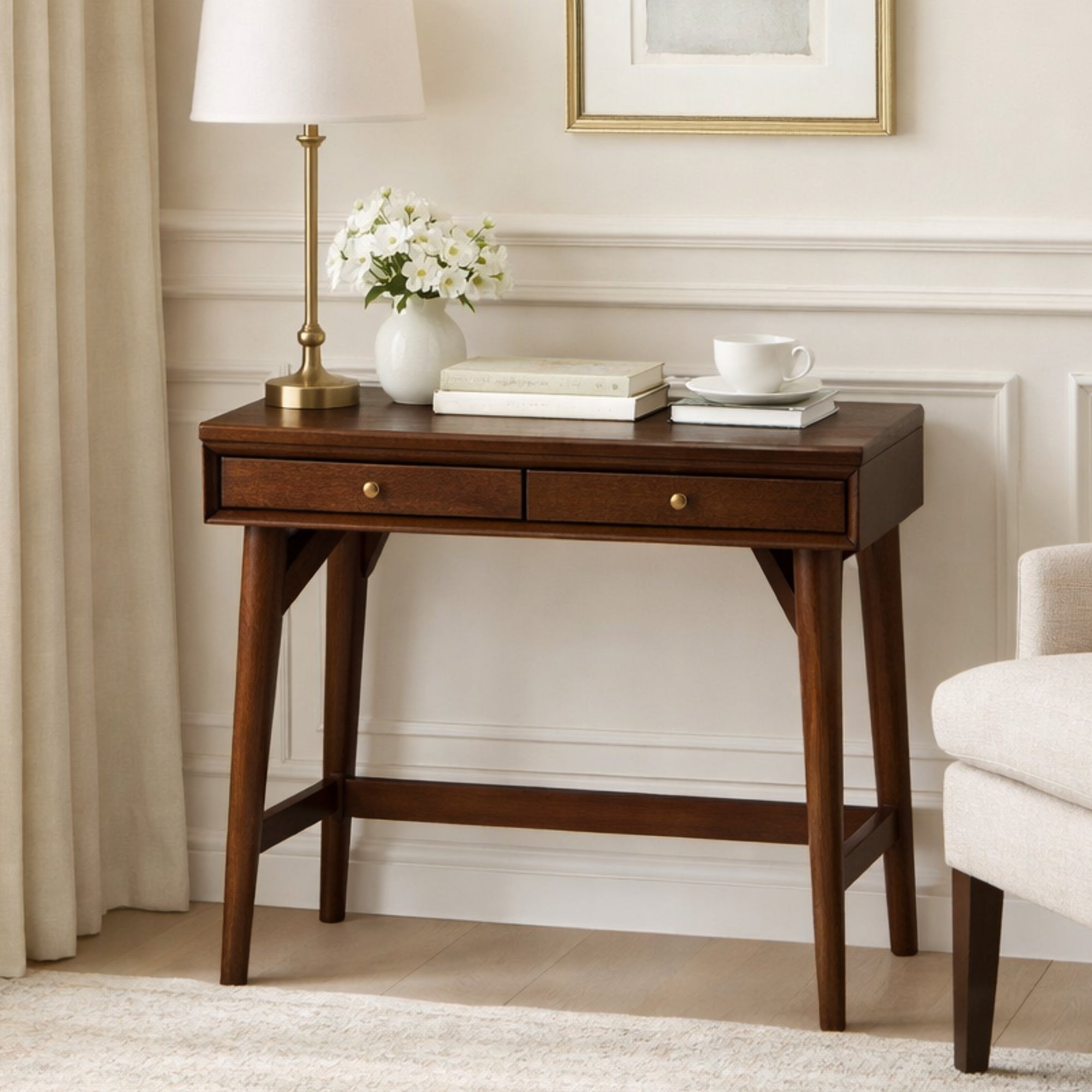 Flynn Mini Desk, Walnut – Alpine Furniture